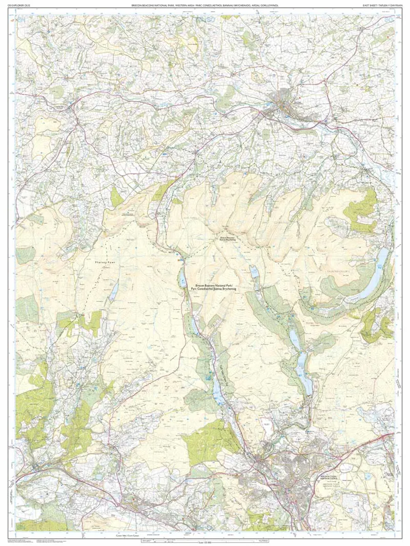 OS Explorer OL12 Brecon Beacons Western Area Map with download