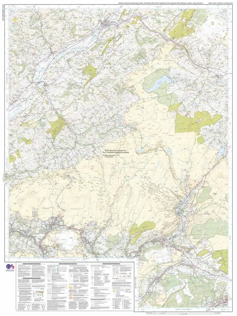 OS Explorer OL12 Brecon Beacons Western Area Map with download