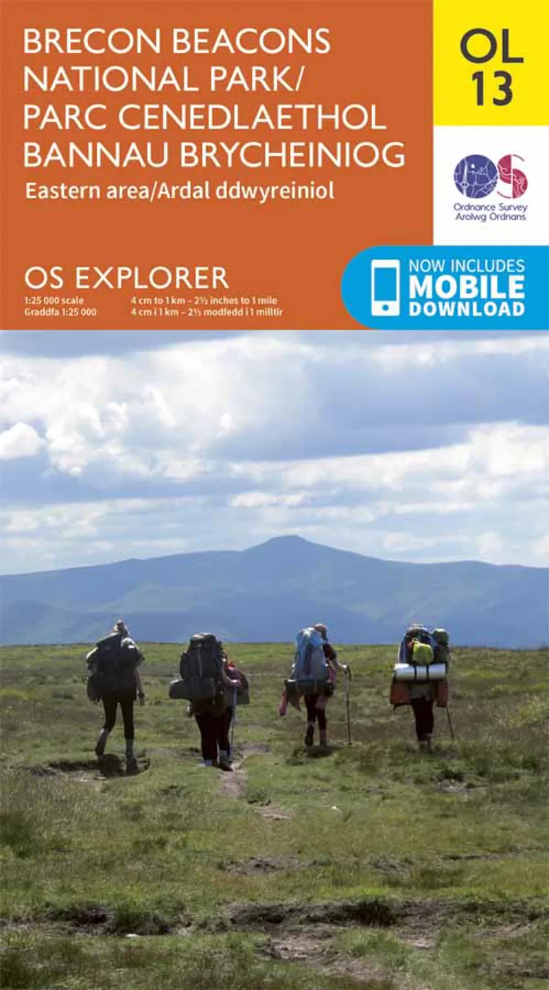 OS Explorer OL13 Brecon Beacons East Map with download