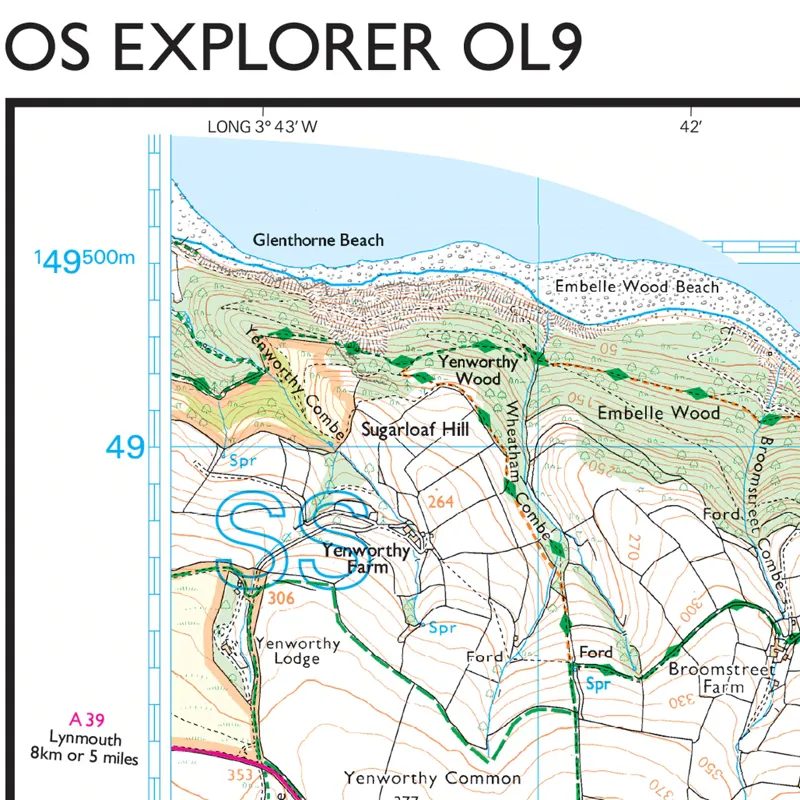 OS Explorer OL9 Exmoor Map with download