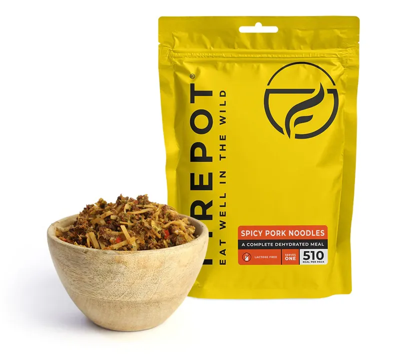 Firepot Foods Spicy Pork Noodles Dehydrated Meal 105g LF DofE Approved