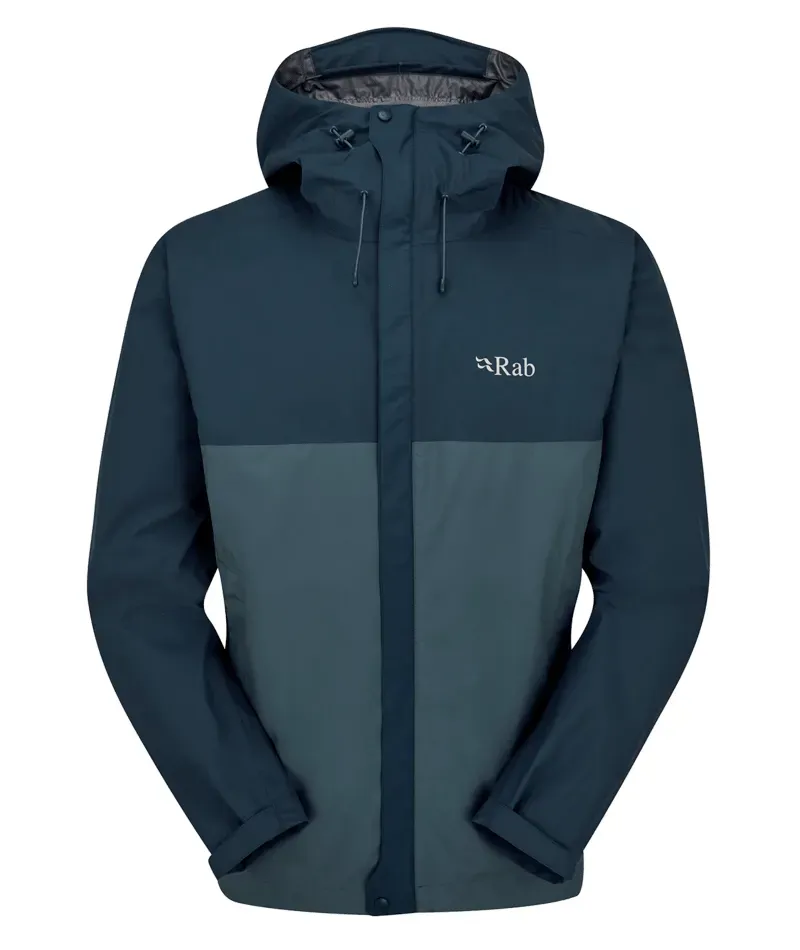 Rab Downpour Eco Waterproof Jacket in Tempest Blue/Orion Blue